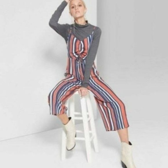 wild fable | Pants & Jumpsuits | Wild Fable Porch Romper In Blue Stripe ...